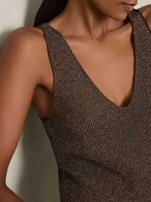 REISS Mika Metallic V-neck Vest