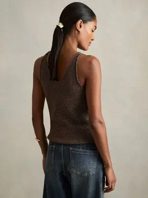 REISS Mika Metallic V-neck Vest