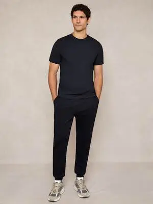 REISS Premier Premium Interlock-jersey Joggers - Navy Blue