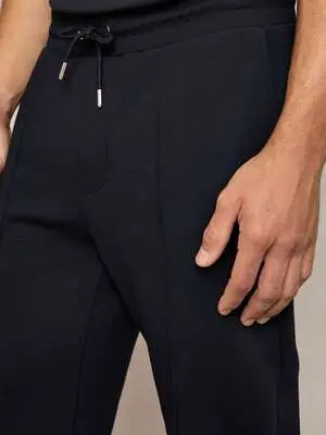 REISS Premier Premium Interlock-jersey Joggers - Navy Blue