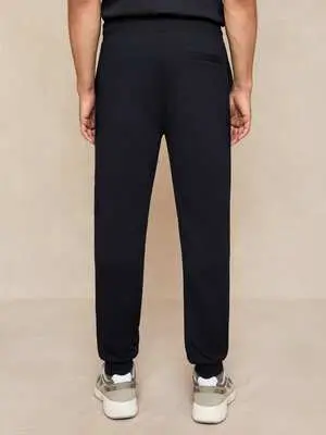 REISS Premier Premium Interlock-jersey Joggers - Navy Blue