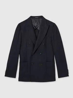 REISS Club Slim-fit Double-breasted Textured Wool-blend Blazer