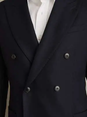 REISS Club Slim-fit Double-breasted Textured Wool-blend Blazer