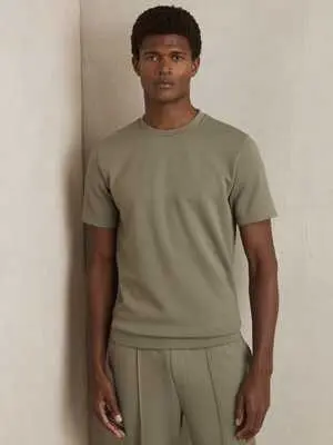 REISS Interlock Jersey Crew-neck T-shirt - Sage