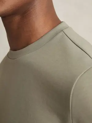REISS Interlock Jersey Crew-neck T-shirt - Sage