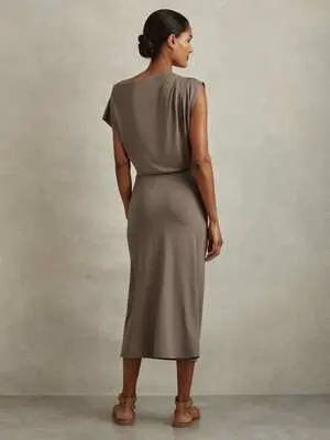 REISS Leonore Ruched Jersey Midi Dress