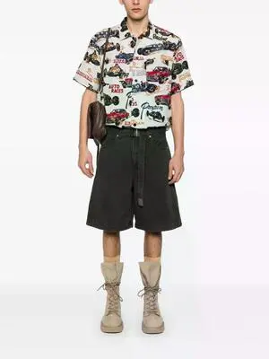 Sacai Belted Denim Shorts - Grey