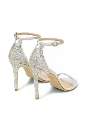 STUART WEITZMAN 100mm Nudist Shine Sandals - Silver