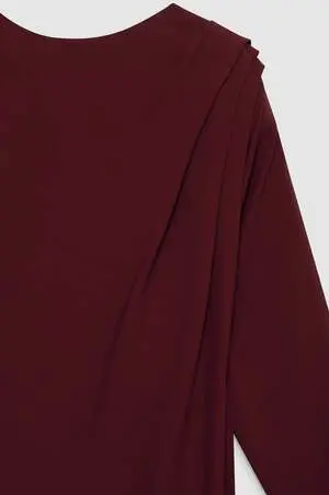 ANINE BING Haven Dress With Asymmetrical Draping - Cabernet