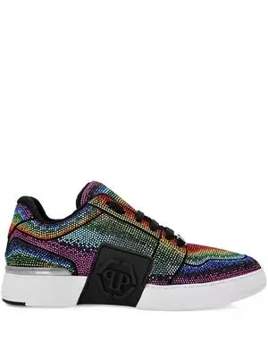 Philipp Plein Suede Sneakers With Rhinestone Embellishment - Blue