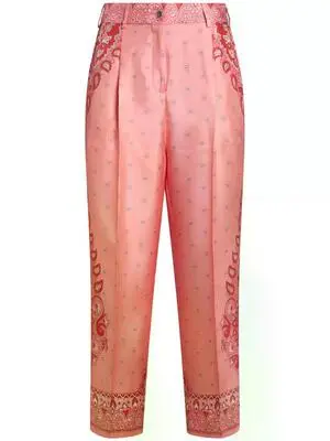 Etro Paisley-print Silk Trousers - Pink