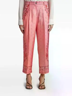 Etro Paisley-print Silk Trousers - Pink