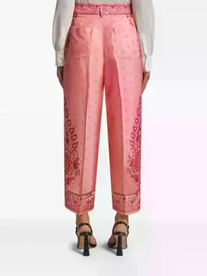 Etro Paisley-print Silk Trousers - Pink