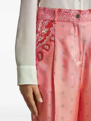 Etro Paisley-print Silk Trousers - Pink
