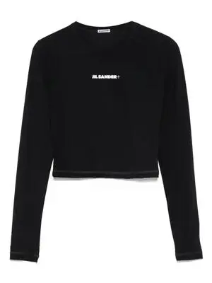 JIL SANDER Cropped Swim Top - Black