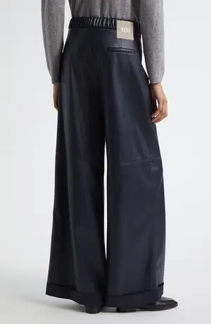MM BY MAX MARA Mm Marina Faux Leather Wide Leg Pants