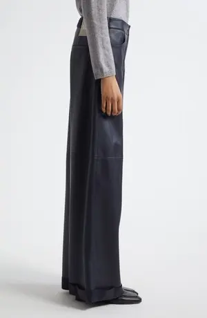 MM BY MAX MARA Mm Marina Faux Leather Wide Leg Pants