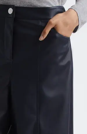 MM BY MAX MARA Mm Marina Faux Leather Wide Leg Pants