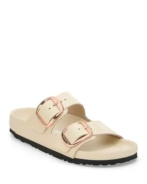 BIRKENSTOCK Arizona Big Buckle High Shine Leather Sandals - Beige