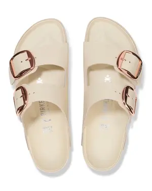 BIRKENSTOCK Arizona Big Buckle High Shine Leather Sandals - Beige