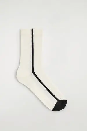 Cos Striped Cotton-blend Socks - White