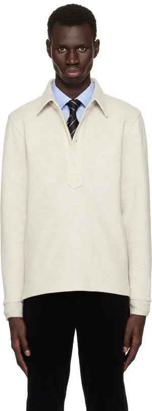 TOM FORD Cotton Blend Rugby Polo - Light Grey