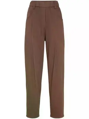 Brunello Cucinelli Straight Leg Trousers With Monili Chain Detail - Brown