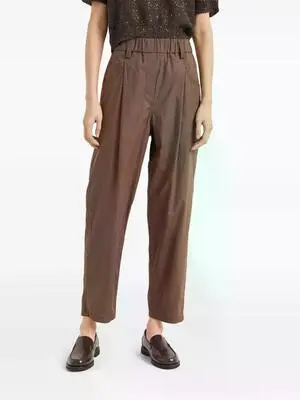 Brunello Cucinelli Straight Leg Trousers With Monili Chain Detail - Brown