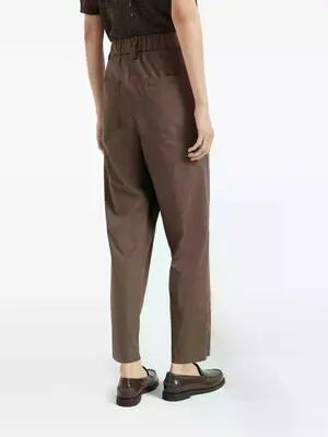 Brunello Cucinelli Straight Leg Trousers With Monili Chain Detail - Brown