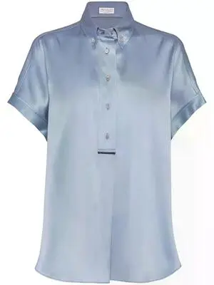 Brunello Cucinelli Satin Shirt - Blue