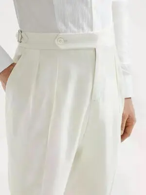 Brunello Cucinelli Pleat-detail Tuxedo Trousers - Neutrals