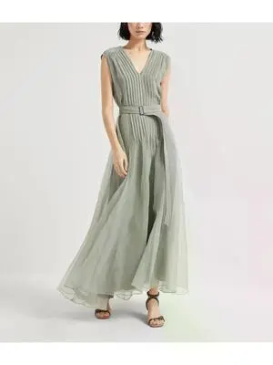 Brunello Cucinelli Monili Pleated Dress