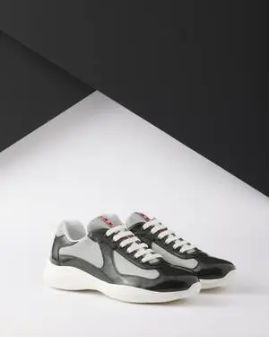 Prada America's Cup Sneakers In Patent Leather And Technical Fabric - Grey