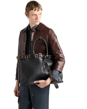 Prada Studded Belt Leather Bag