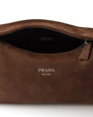 Prada Suede Leather Shoulder Bag - Brown