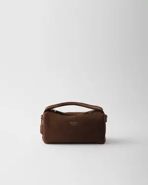 Prada Suede Leather Shoulder Bag - Coffee