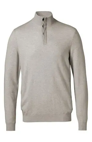 CHARLES TYRWHITT Merino Cashmere Button-neck Sweater - Silver Grey