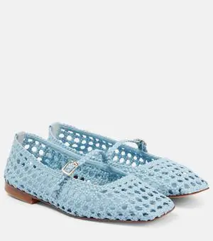 SOULIERS MARTINEZ Paris Woven Leather Ballet Flats - Blue