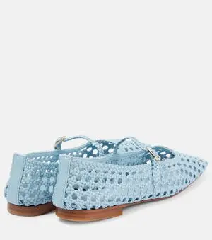 SOULIERS MARTINEZ Paris Woven Leather Ballet Flats - Blue