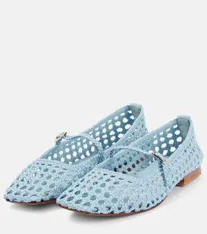 SOULIERS MARTINEZ Paris Woven Leather Ballet Flats - Blue