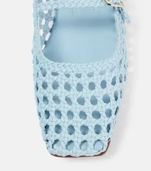 SOULIERS MARTINEZ Paris Woven Leather Ballet Flats - Blue