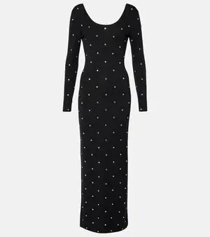 Versace Crystal-embellished Virgin Wool Midi Dress