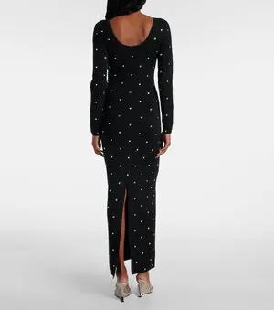 Versace Crystal-embellished Virgin Wool Midi Dress