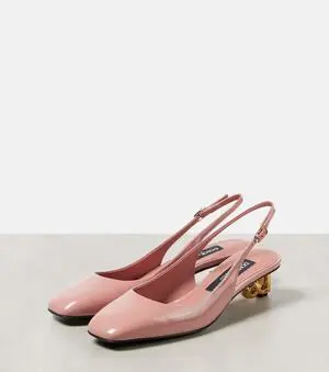 Dolce & Gabbana Jackie 40 Patent Leather Slingback Pumps - Pink
