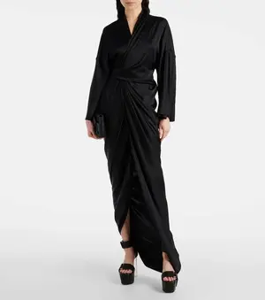 Rick Owens Hollywood Charmeuse Wrap Dress - Black