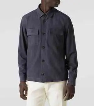 Loro Piana Lowe Suede Overshirt - Blue