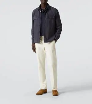 Loro Piana Lowe Suede Overshirt - Blue