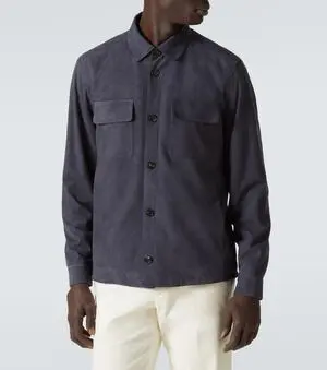 Loro Piana Lowe Suede Overshirt - Blue