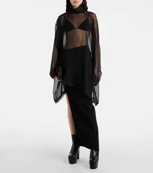 Rick Owens Hollywood Sheer Silk Chiffon Top
