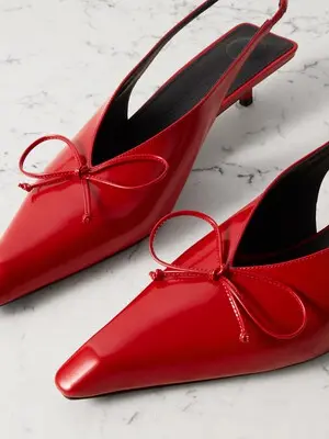 Jacquemus Cubisto Bow-embellished Leather Slingback Pumps